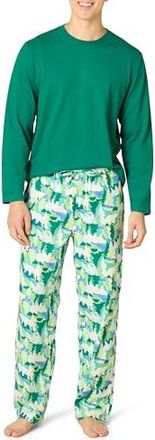 Amazon Essentials Ensemble Pyjama en Flanelle Douce pour Homme (Disponible en Grande Taille Large), Vert et Ours de Vacances Camouflage, Taille XS