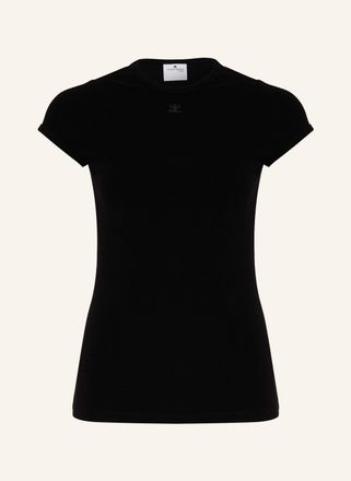 Courr&egrave;ges T-Shirt Aus Frottee schwarz