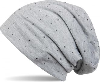styleBREAKER M&uuml;tze Beanie mit Strass Nieten Applikation