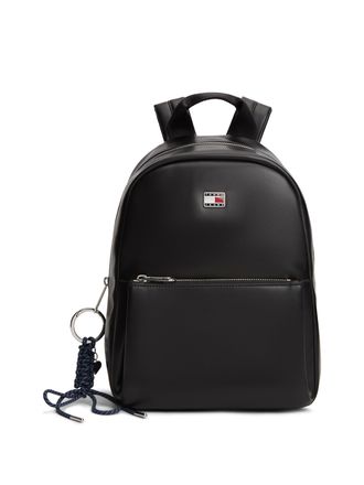 Tommy Jeans Cityrucksack TOMMY JEANS TJW CITY CHARM DOME BACKPACK, Gr. B/H/T: 22cm x 32cm x 11cm, schwarz, Lederimitat, Basic, Rucks&auml;cke Cityrucksack, Freizeitruc