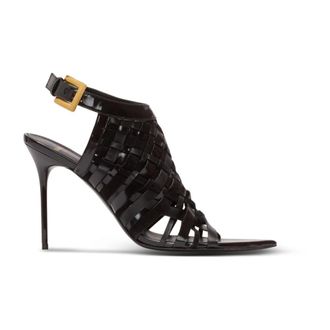 Balmain Sandalen mit Fransen aus Lackleder - - Shoes - Damen - Schwarzk - 41 EU