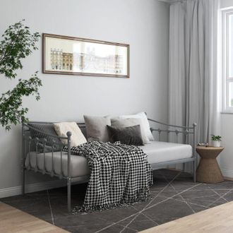 vidaXL Cadre de canap&eacute;-lit Gris M&eacute;tal 90x200 cm Vidaxl