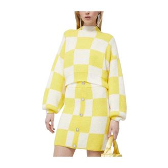 Stine Goya Jupe courte &agrave; carreaux boutonn&eacute;e - Femme - Jupes - Jaune - Taille: 40 FR