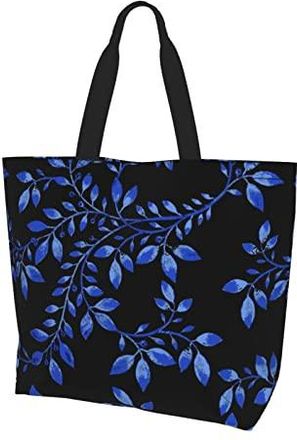 AOOEDM Sac &agrave; provisions r&eacute;utilisable en toile Blue Hibiscus pour femmes