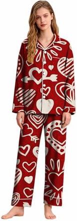 Generic Ensemble pyjama long et pantalon de pyjama en velours 2 pi&egrave;ces tendance et d&eacute;contract&eacute; pour femme, rouge, 3XL
