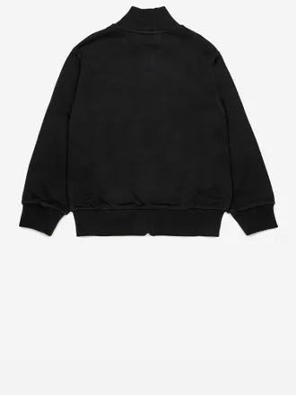 Diesel Boys Cotton Sweatshirt With Logo And Zip Black Hoods & Sweatshirts