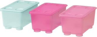 IKEA Glis Box Deckel - rosa pink t&uuml;rkis - 17x10 cm - 3 St&uuml;ck im Set