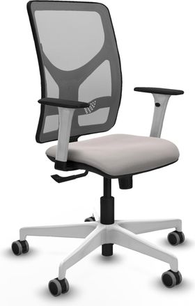 Piqueras y Crespo Schreibtischstuhl, wei&szlig; und grau, mit wei&szlig;en und schwarzen Armlehnen, h&ouml;henverstellbare Lendenwirbelst&uuml;tze, 3 Positionen, Grau/Wei&szlig;