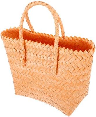 BESPORTBLE POPETPOP Paquet Tiss&eacute; R&eacute;tro en Plastique Beige Petit Format Cabas Tress&eacute; L&eacute;ger Anse Paquet &agrave; Main Tress&eacute; Polyvalent pour Plage Pique-Niques et Activit