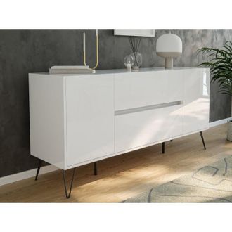 Magnolia Home Sideboard Yako 155cm 2 SoftClose 2 T&uuml;ren Wei&szlig; hochglanz
