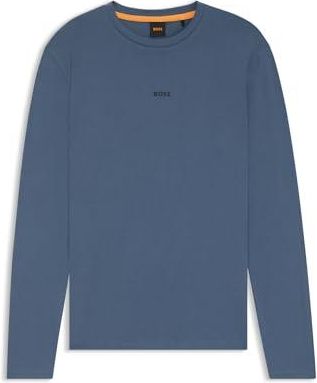 BOSS Hommes TChark T-Shirt en Coton Stretch &agrave; Manches Longues et Logo imprim&eacute;