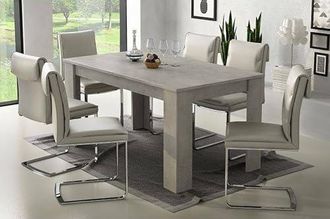 Dmora Ausziehbarer Esstisch, Ausziehbare Konsole, Moderner Tisch mit Auszügen, 160 / 220x88h80 cm, Zementfarbe