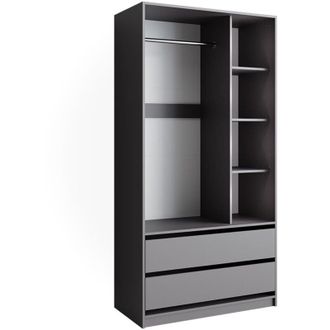 Vicco Kleiderschrank Elmo, Anthrazit, 100 x 200 cm mit 2 Schubladen