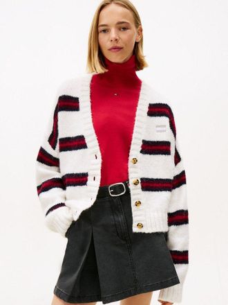 Tommy Jeans Strickjacke TJW BADGE STRIPE FLUFF CARDI EXT