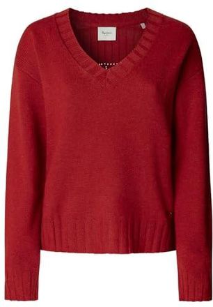 Pepe Jeans London Cherice V Neck Tricot, Rouge (Royal Red), M Femme