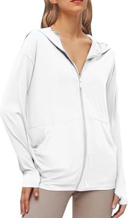 Generic Vestes pour femmes 2026 en soie glac&eacute;e veste de protection solaire coupe ample manches courtes &eacute;t&eacute; l&eacute;g&egrave;re et respirante, blanc, XXL