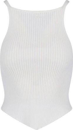 Courr&egrave;ges Femme, Tops, Blanc, Taille: 36 FR Pointy Rib Knit Tank Top