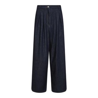 Dries Van Noten Femme, Pantalons, Bleu, Taille: 38 FR Jean Pliss&eacute; &agrave; Jambe Large