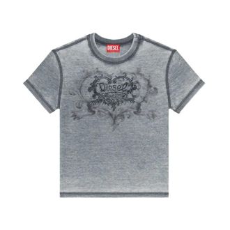 Diesel Slim-Fit T-Shirt mit kurzen &Auml;rmeln aus Jersey - - Tops - Damen - Grau - XS