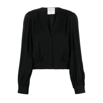 Forte_Forte Elegante schwarze Kreppbluse - - Blouses & Shirts - Damen - Schwarzk - XL