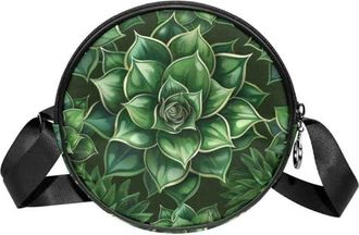 Generic Sac &agrave; bandouli&egrave;re circulaire pour femme, cactus succulent, petit sac &agrave; bandouli&egrave;re sans couture avec fermeture &eacute;clair, bretelles r&eacute;glables, sac &agrave; main