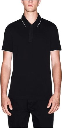 A|X Armani Exchange Homme, Tops, Noir, Taille: XL Polo &agrave; Manches Courtes en Coton avec Col Rond