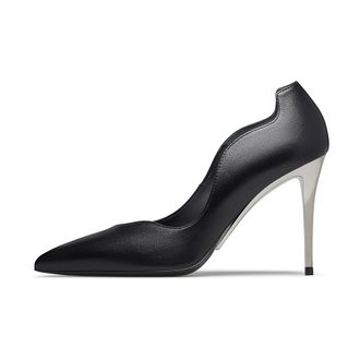 Loriblu Pumps aus schwarzem Nappaleder mit silberfarbenem Metalldesign und Absatz - - Shoes - Damen - Schwarzk - 37 EU