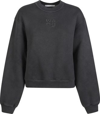 Alexander Wang Femme, Sweatshirts et sweats &agrave; capuche, Noir, Taille: 38 FR Crystal Hotfix Logo SweaT-shirt