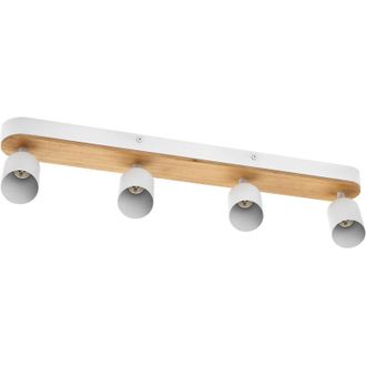Osram OSRAM LED Spot Ligne Bois Plafonnier 4x GU10, D&eacute;cor Blanc/Bois, Acier/Bois de caoutchouc, orientable, IP20, Int&eacute;rieur