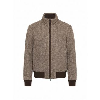 PESERICO Bomber en tweed Donegal - Homme - Vestes - Brun - Taille: M