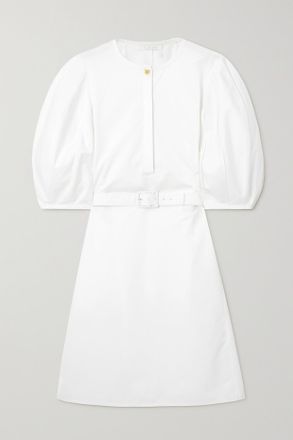 Chlo&eacute; + Net Sustain Minikleid Aus Biobaumwollpopeline Mit G&uuml;rtel - Wei&szlig;