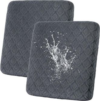 Shanna Housse De Coussin Extensible Antid&eacute;rapante : 2 Places Imperm&eacute;able Jacquard, Protection des Meubles dangle Ext&eacute;rieur (Gris Fonc&eacute;)