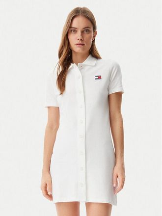 Tommy Jeans Kleid f&uuml;r den Alltag Badge DW0DW20302 &Eacute;cru Regular Fit