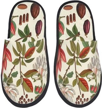 Generic Slippers Motif De Feuilles De Plantes Colorées Antidérapantes Pantoufles Avec Semelle Caoutchouc Chaussons Maison Pour Hiver Hôtels Unisex L