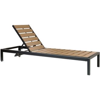 Beliani Beliani - Transat de Jardin Moderne Dossier R&eacute;glable Bois Clair et Aluminium Noir Nardo