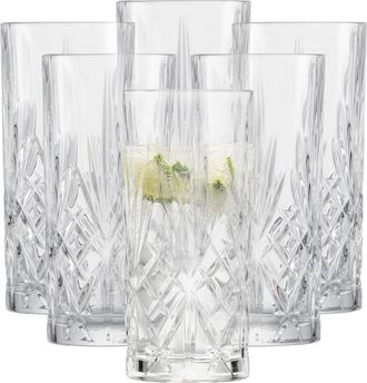 Schott Zwiesel Longdrinkglas Show (6er-Set), anmutiges Trinkglas für Longdrinks mit Relieff, spülmaschinenfeste Kristallgläser (Art.-Nr. 121554)