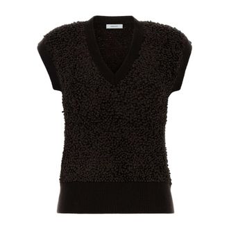 Ferragamo Homme, Pulls, Brun, Taille: 38 FR Top Boucl&eacute; Col V