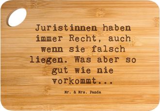 Mr. & Mrs. Panda Bambus - Schneidebrett Spruch Juristin Recht - Geschenk, Juristinnen haben Immer Recht, Juristinnen Geschenk, K&uuml;chenbrett