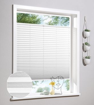 Deco Home Deco Home | Plissee nach Maß, Personalisierbare Plissees mit & ohne Bohren, Sichtschutz Fenster, Faltrollos | Creme