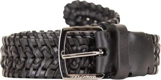 Dolce & Gabbana Femme, Accessoires, Noir, Taille: 110 CM Ceinture en cuir tress&eacute;