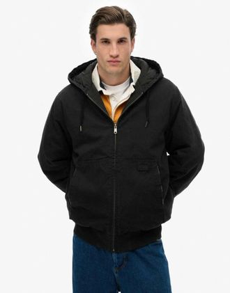Superdry Surplus - Jacke aus Canvas in Tiefschwarz mit Kapuze