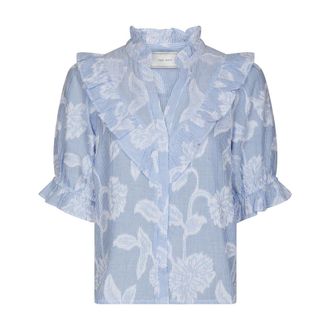 Neo Noir Manet Jacquard Blouse - - Blouses & Shirts - Damen - Blau - S