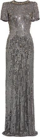 Jenny Packham robe longue à sequins Serenity - Gris
