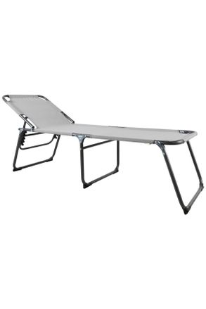 ambia GARDEN Dreibeinliege, Anthrazit, Hellgrau, Metall, Textil, 59x45x193 cm, rostfrei, R&uuml;ckenlehne verstellbar, Gartenm&ouml;bel, Gartenliegen