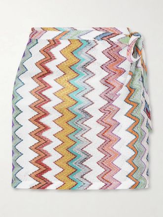 Missoni Mini-jupe En Mailles Crochet&eacute;es M&eacute;tallis&eacute;es &Agrave; Chevrons - Multicolore