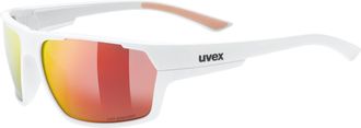 Uvex sportstyle 233 P - Outdoorbrille f&uuml;r Damen und Herren - 100% UVA-, B, C Schutz - Polarisationsfilter sch&uuml;tzt vor Blendung - white matt/red - one size