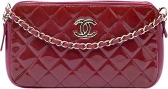 Chanel Sac bandouli&egrave;re matelass&eacute; en cuir verni Pre-owned - Femme - Pre-owned - Rouge - Taille: ONE Size