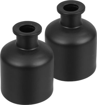 TOPBATHY 2 St&uuml;ck Glas diffusor Flaschen in Satin schwarz Zylindrische Aromaflaschen ohne Docht Nachf&uuml;llbare Duftbeh&auml;lter f&uuml;r &Auml;therische &Ouml;le Tragbar und Einfach