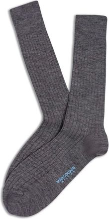 Marcoliani Homme, Sous-v&ecirc;tements, Gris, Taille: ONE Size Chaussettes hautes c&ocirc;tel&eacute;es en laine