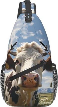 Generic Sacoche Port&eacute; &eacute;paule Marguerite des vaches mignonne L&eacute;ger Sacs Poitrine Casual Crossbody Bag pour Cyclisme Femme Voyage